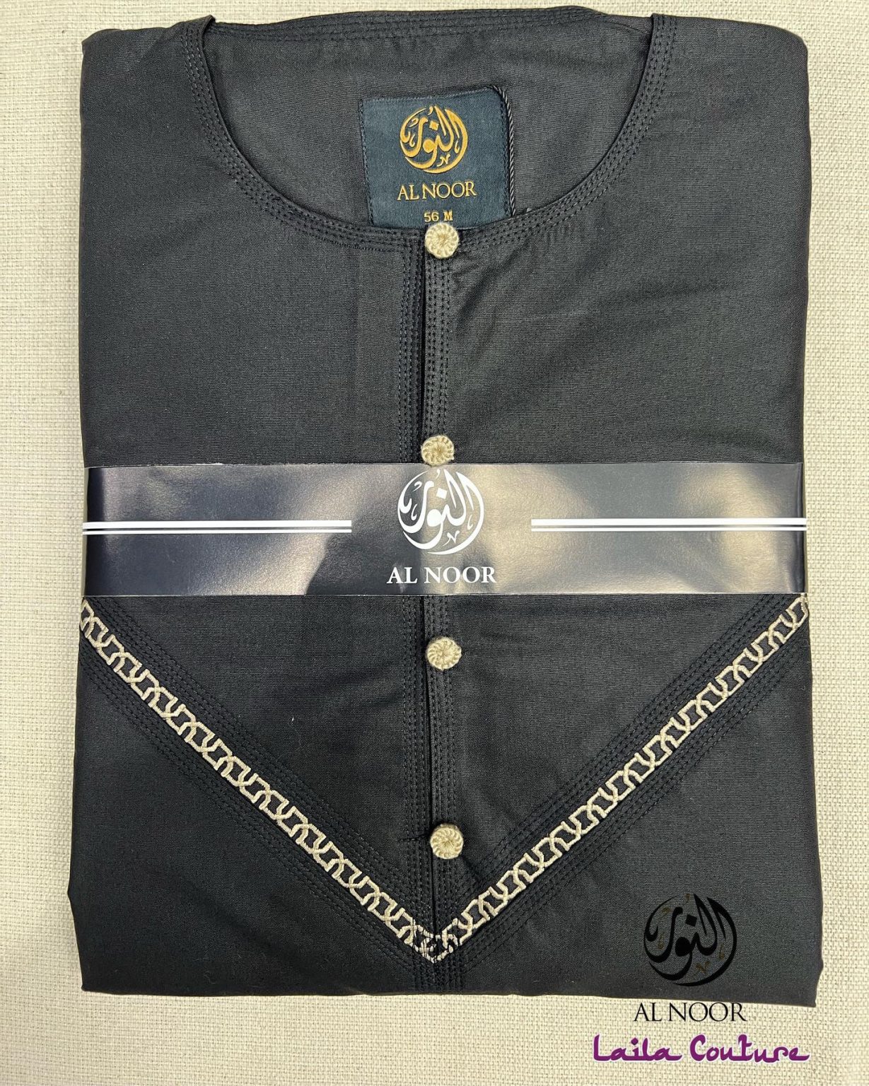 Black Emirati Kandora with colour Embroidery – Laila Couture