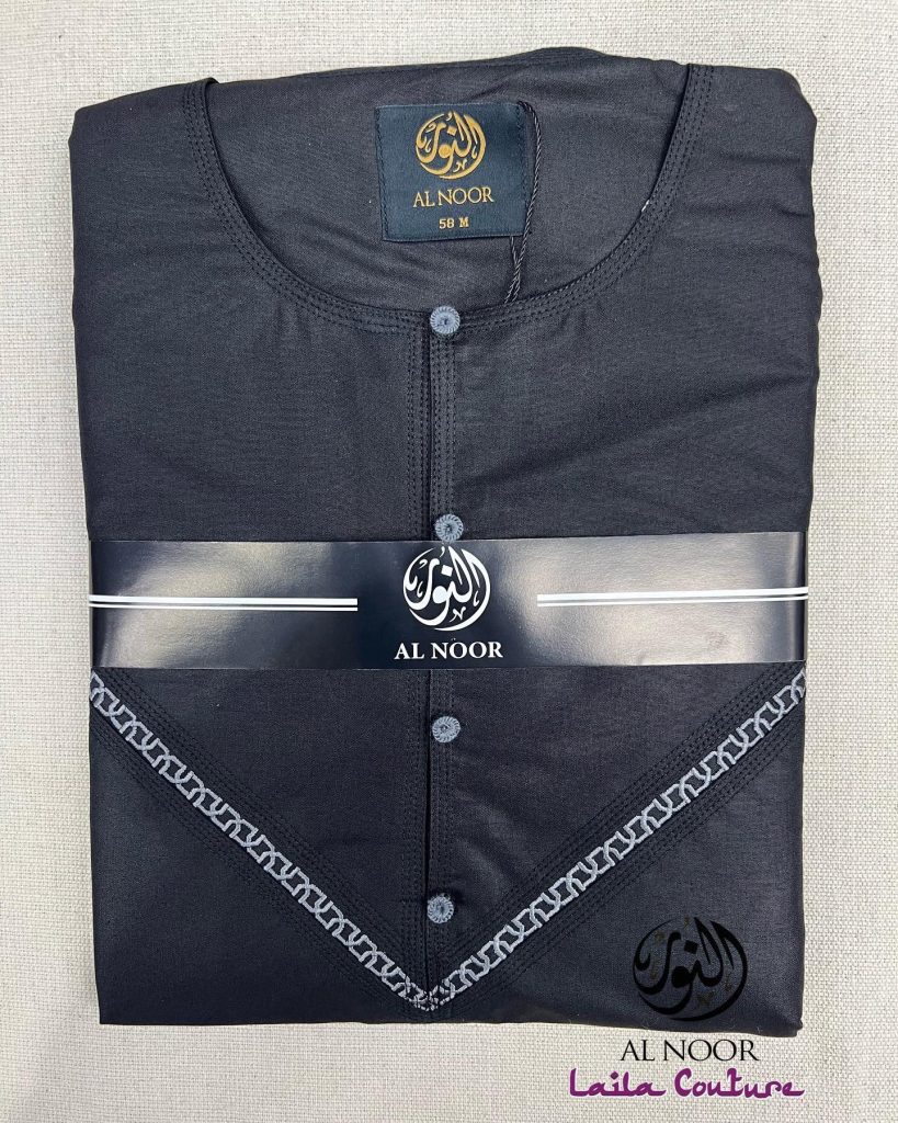 Black Emirati Kandora with colour Embroidery – Laila Couture