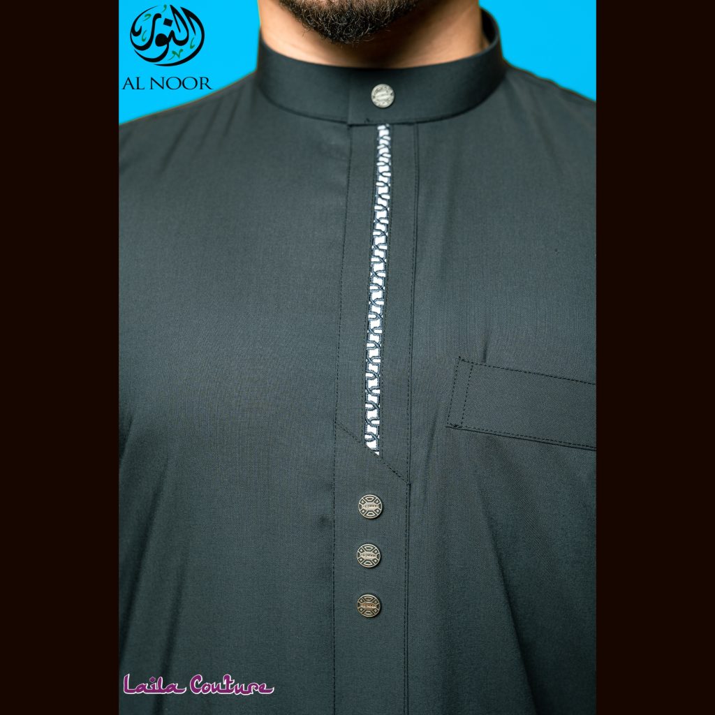 Al Noor Embroidered placket – Laila Couture